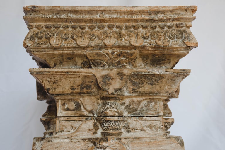 Antique Carved Wood Column Capital at 1stDibs