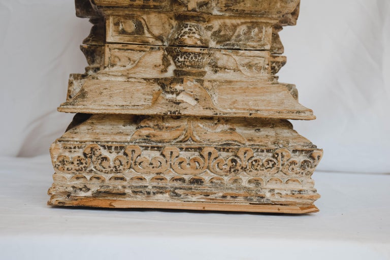 Antique Carved Wood Column Capital at 1stDibs