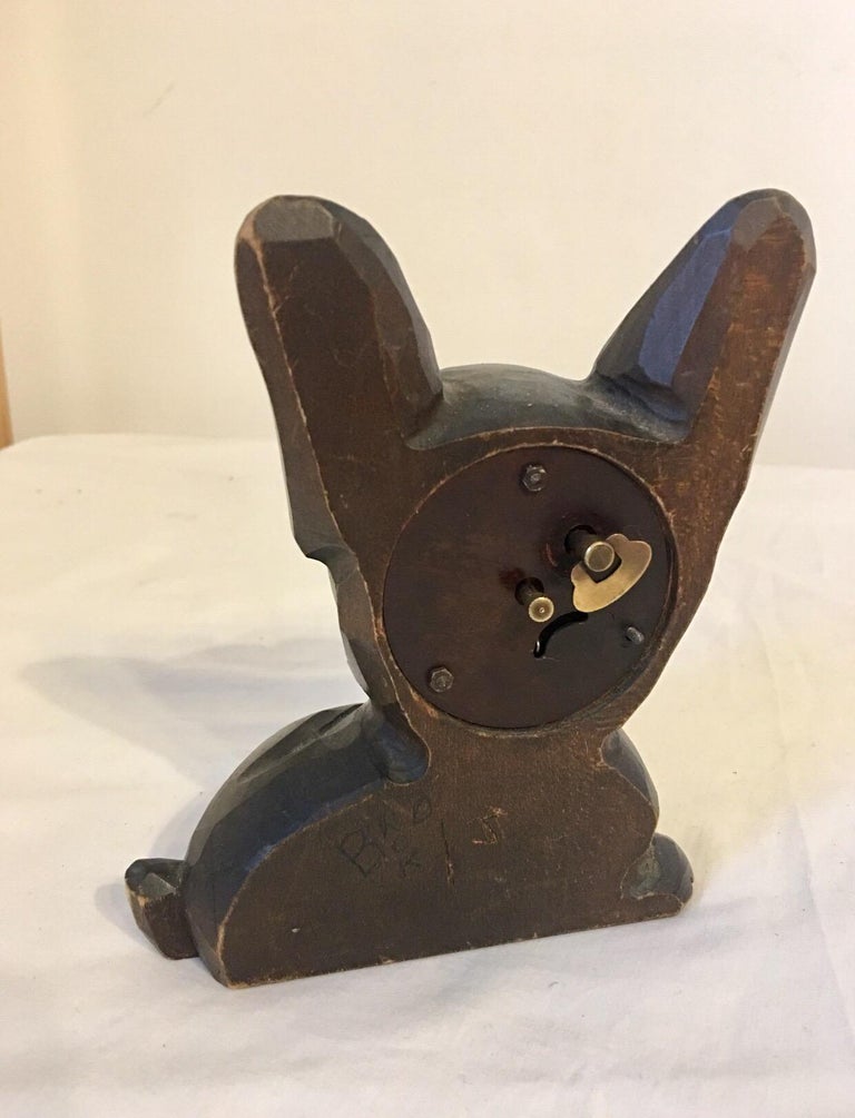 Antique Carved Wood Moving Eye Dog Clock For Sale at 1stDibs | dog ...