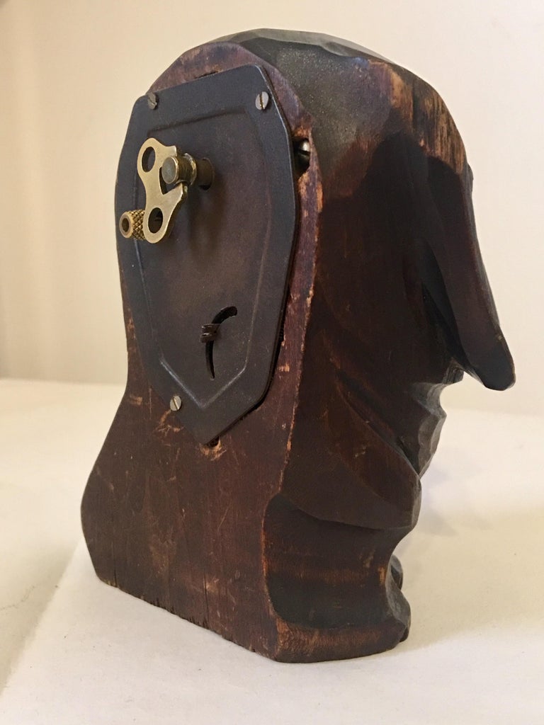 Antique Carved Wood Rolling Eye Dog Clock at 1stDibs | vintage dog ...