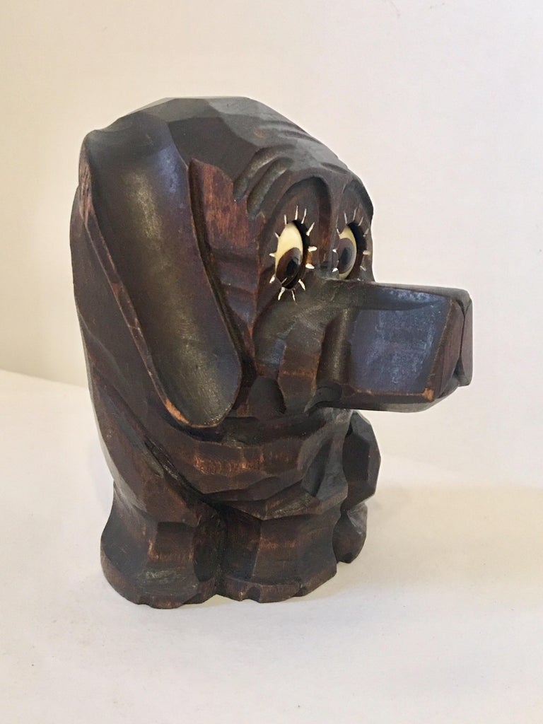 Antique Carved Wood Rolling Eye Dog Clock at 1stDibs | vintage dog ...