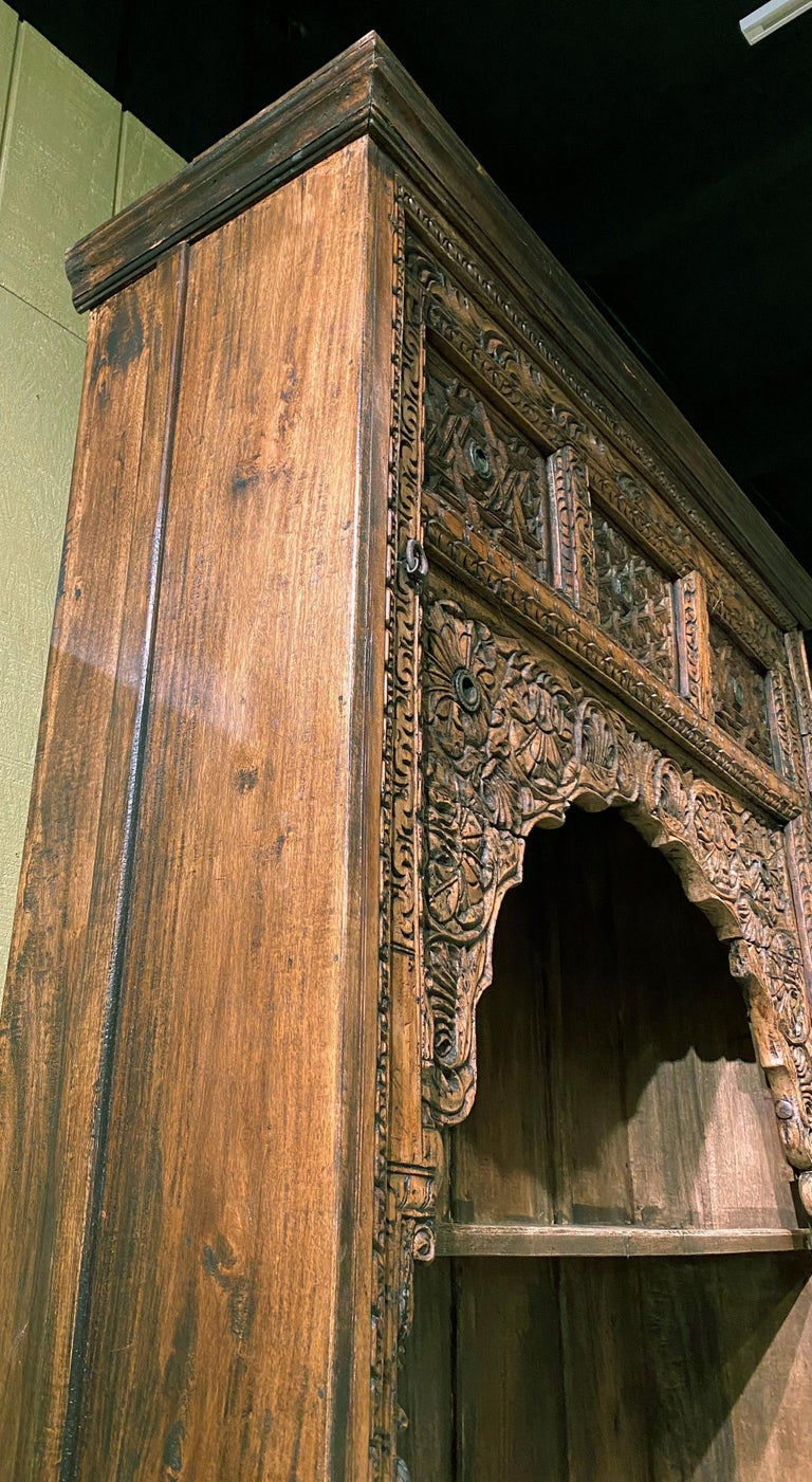 Antique Carved Wooden Indian Doorway Converted to a Bookcase For Sale ...