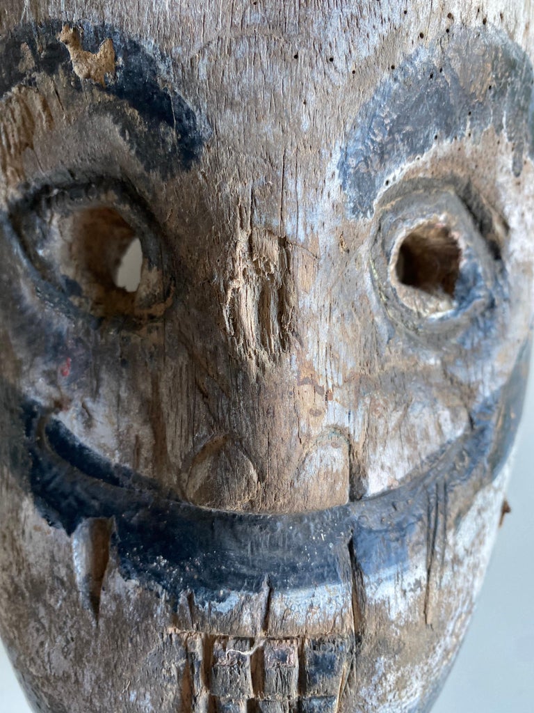 Antique Carved Wooden Tribal Mask with Original Painting, Borneo For ...