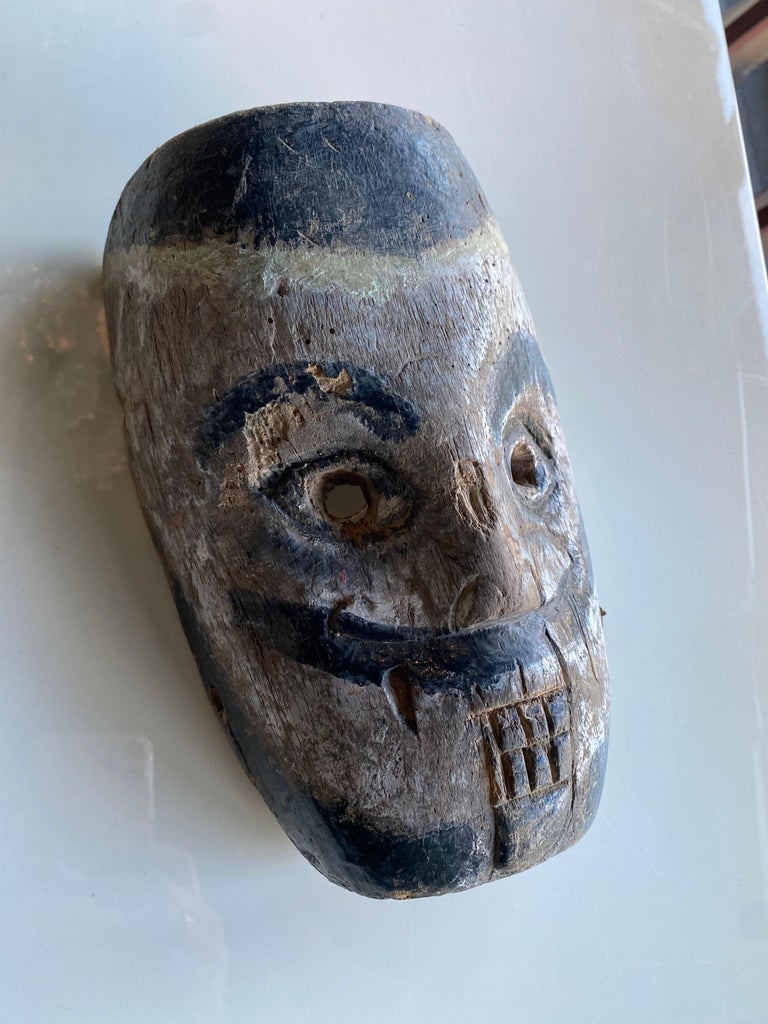 Antique Carved Wooden Tribal Mask with Original Painting, Borneo For ...