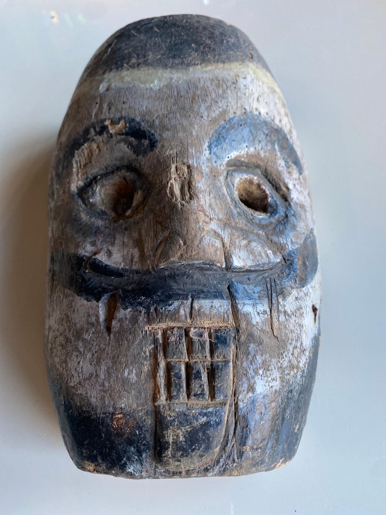 Antique Carved Wooden Tribal Mask with Original Painting, Borneo For ...