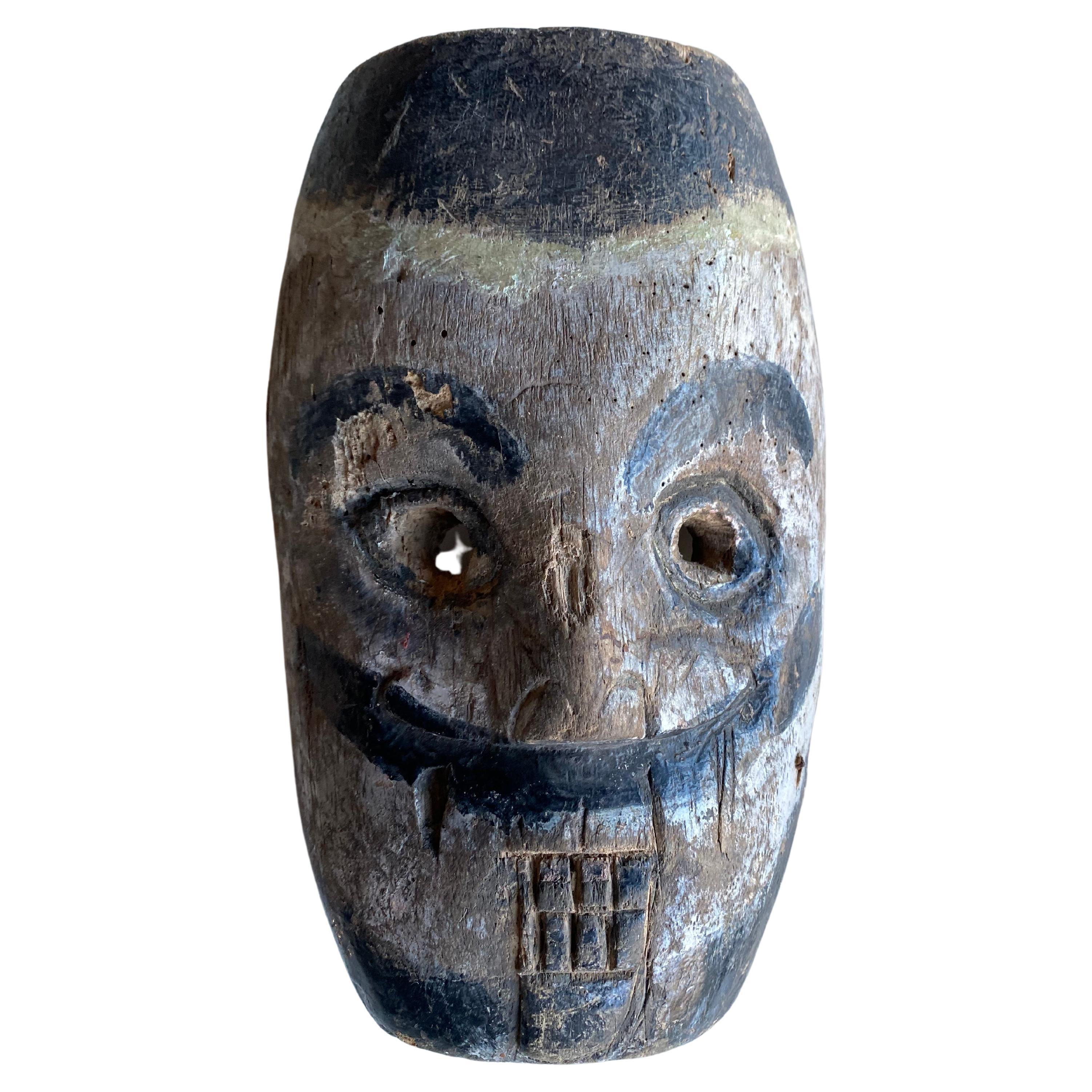 Antique Carved Wooden Tribal Mask with Original Painting, Borneo For ...