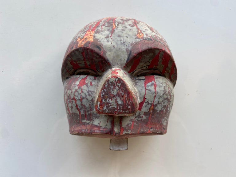 Antique Carved Wooden Tribal Mask with Original Painting For Sale at ...