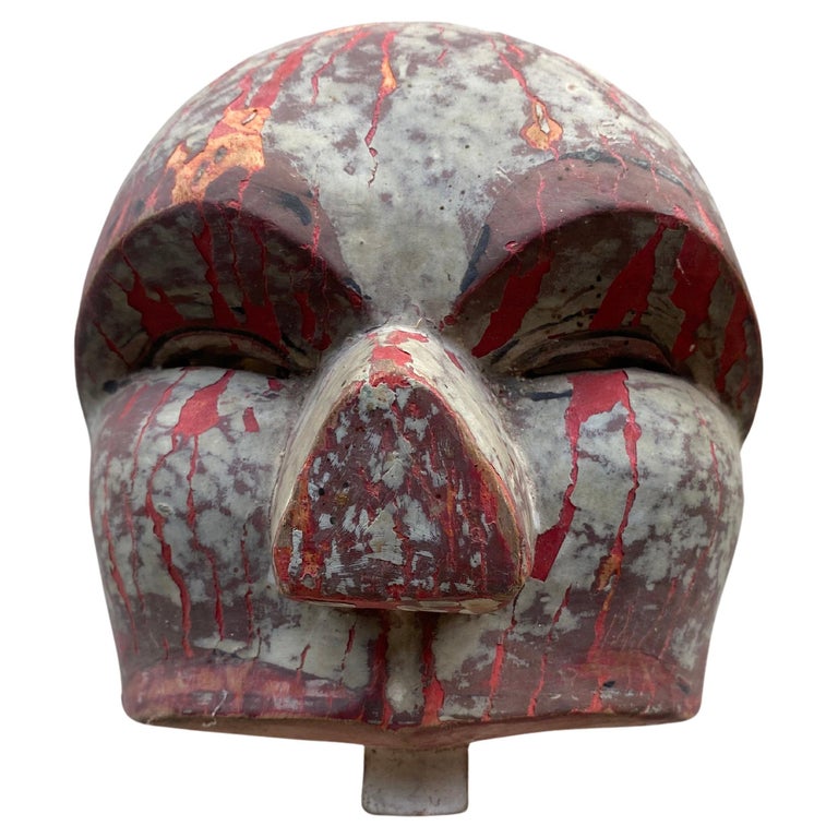 Antique Carved Wooden Tribal Mask with Original Painting For Sale at ...