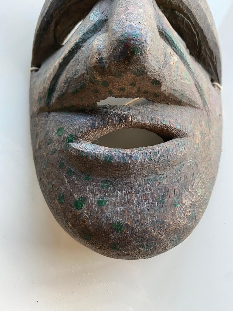 Antique Carved Wooden Tribal Mask with Original Painting, Probably ...