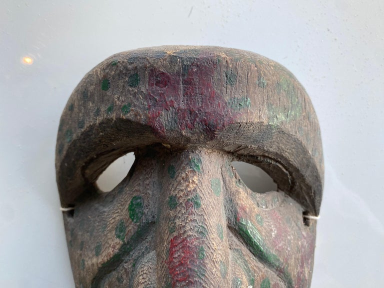 Antique Carved Wooden Tribal Mask with Original Painting, Probably ...