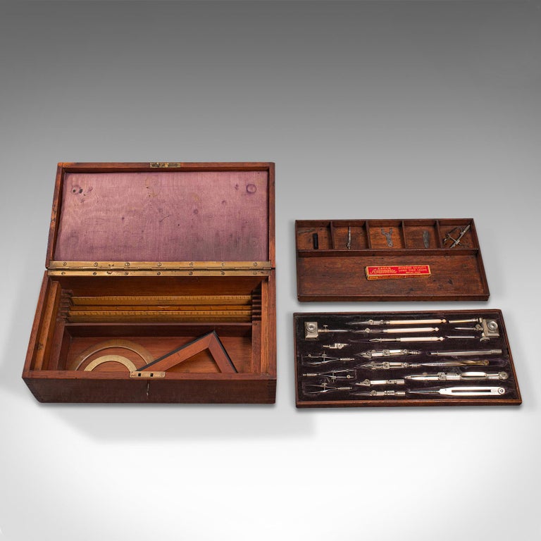 Antique Cased Draughtsman's Set, English, Architect's Drawing Tools ...