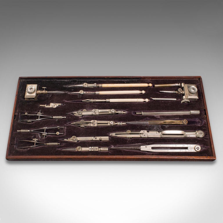 Antique Cased Draughtsman's Set, English, Architect's Drawing Tools ...