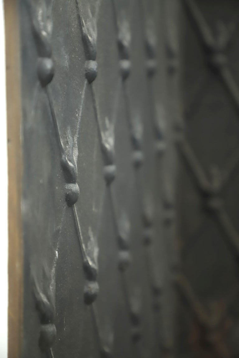 Antique Cast Iron Fireplace Fire Back 3 Piece Set Flame Pattern For ...