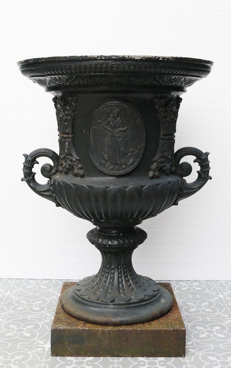 Antique Cast Iron Garden Urn For Sale at 1stDibs