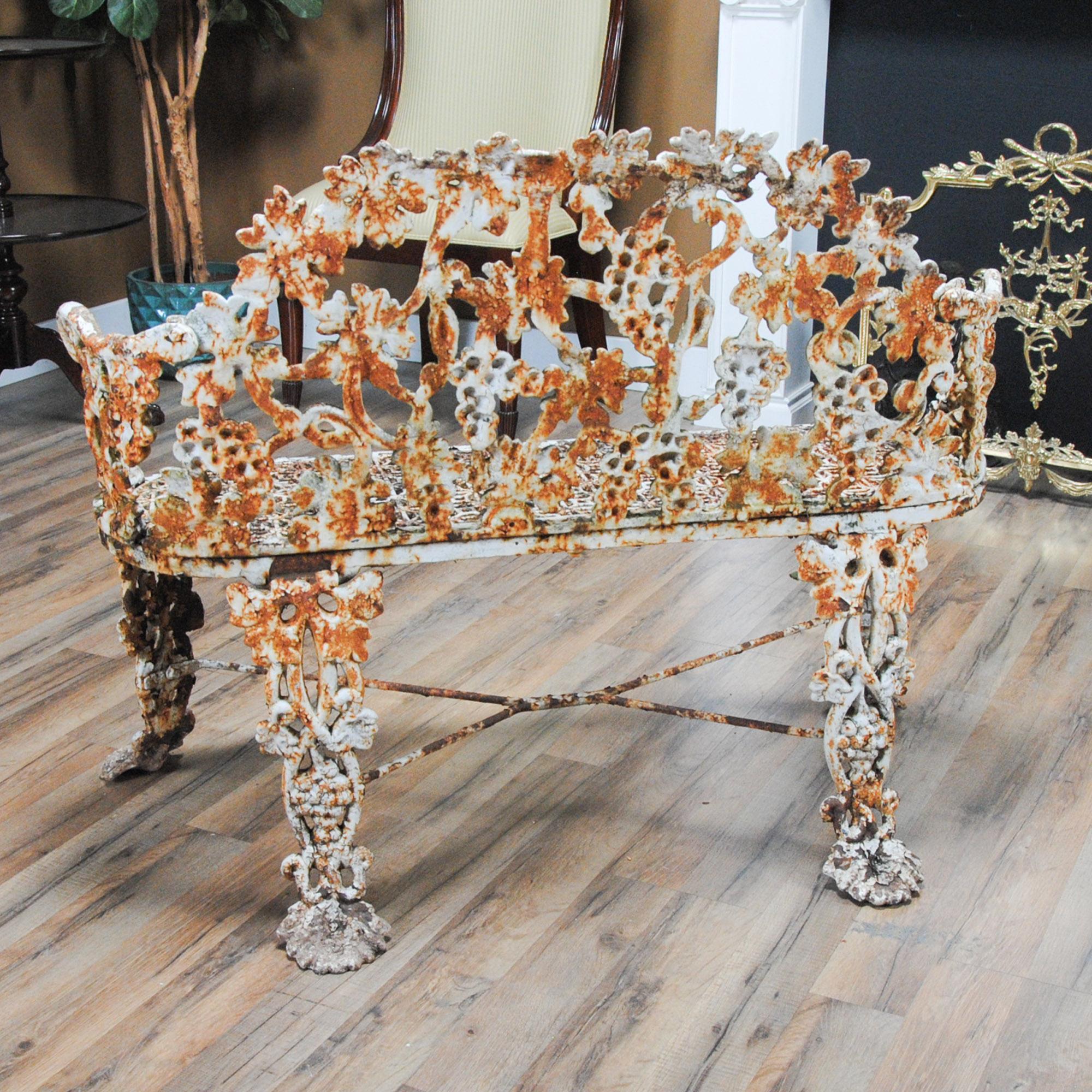 Antique Cast Iron Grape Vine Bench For Sale at 1stDibs