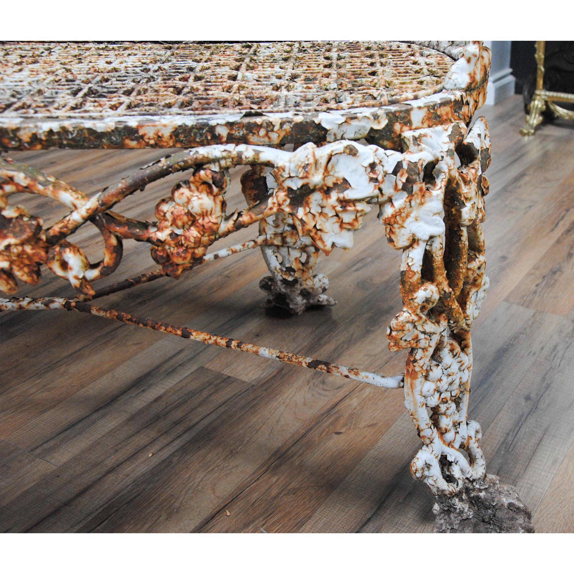 Antique Cast Iron Grape Vine Bench For Sale at 1stDibs