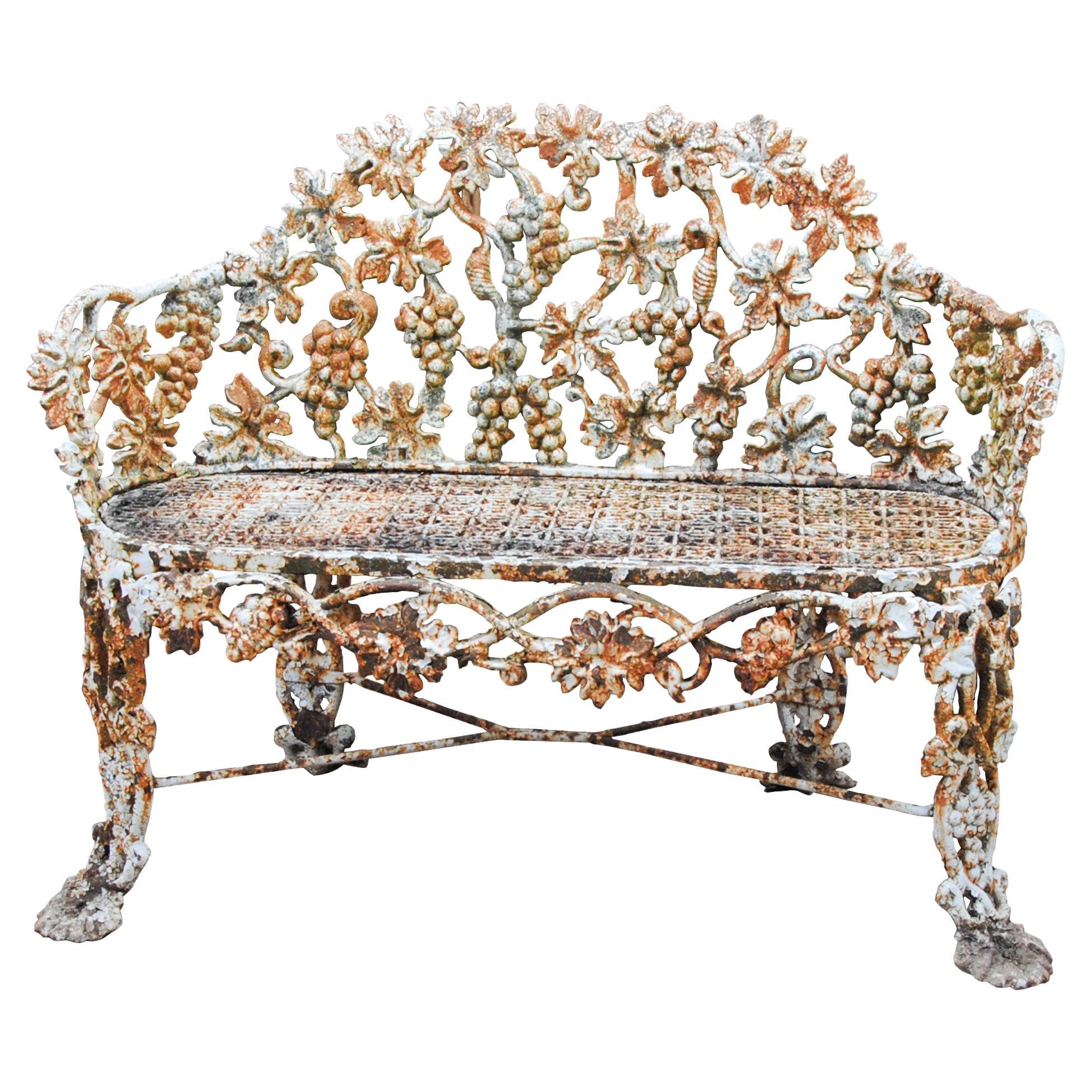 Antique Cast Iron Grape Vine Bench For Sale at 1stDibs