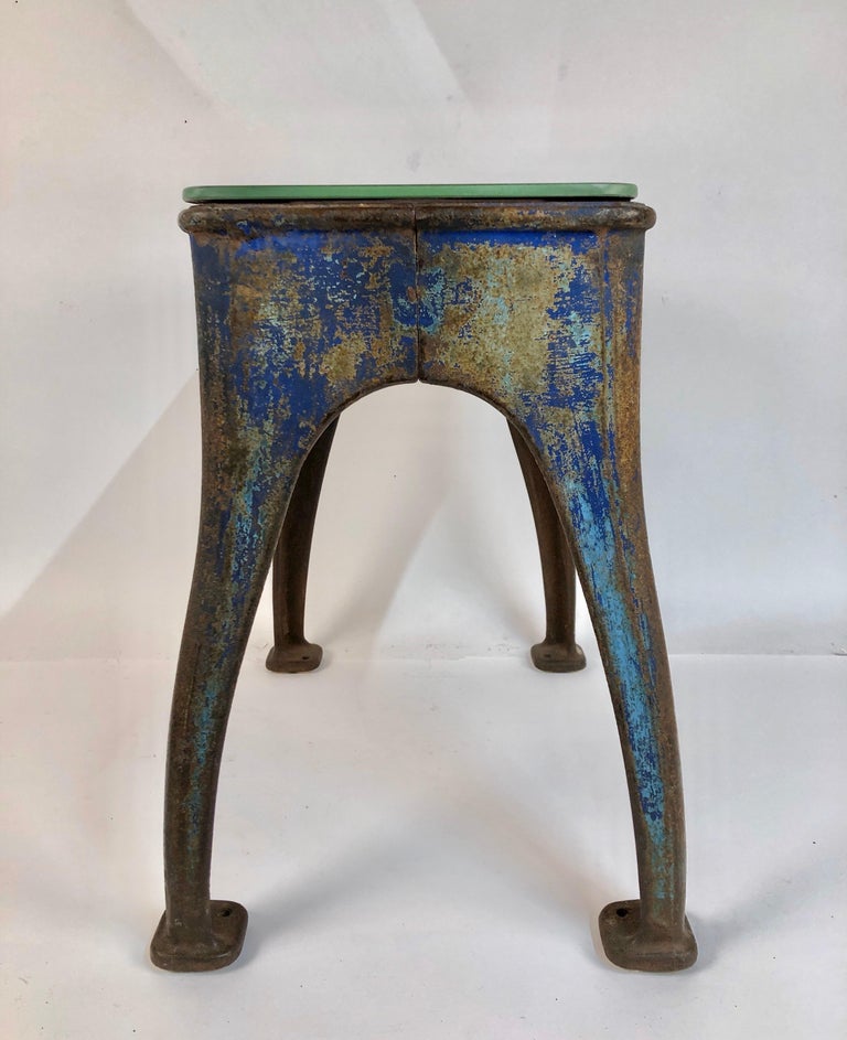 Antique Cast Iron Industrial Table Base with Antique Glass Mirror Top ...