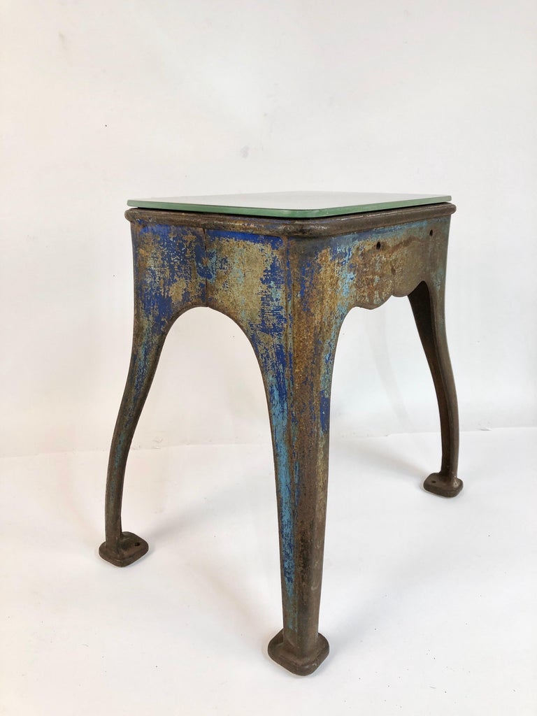 Antique Cast Iron Industrial Table Base with Antique Glass Mirror Top ...