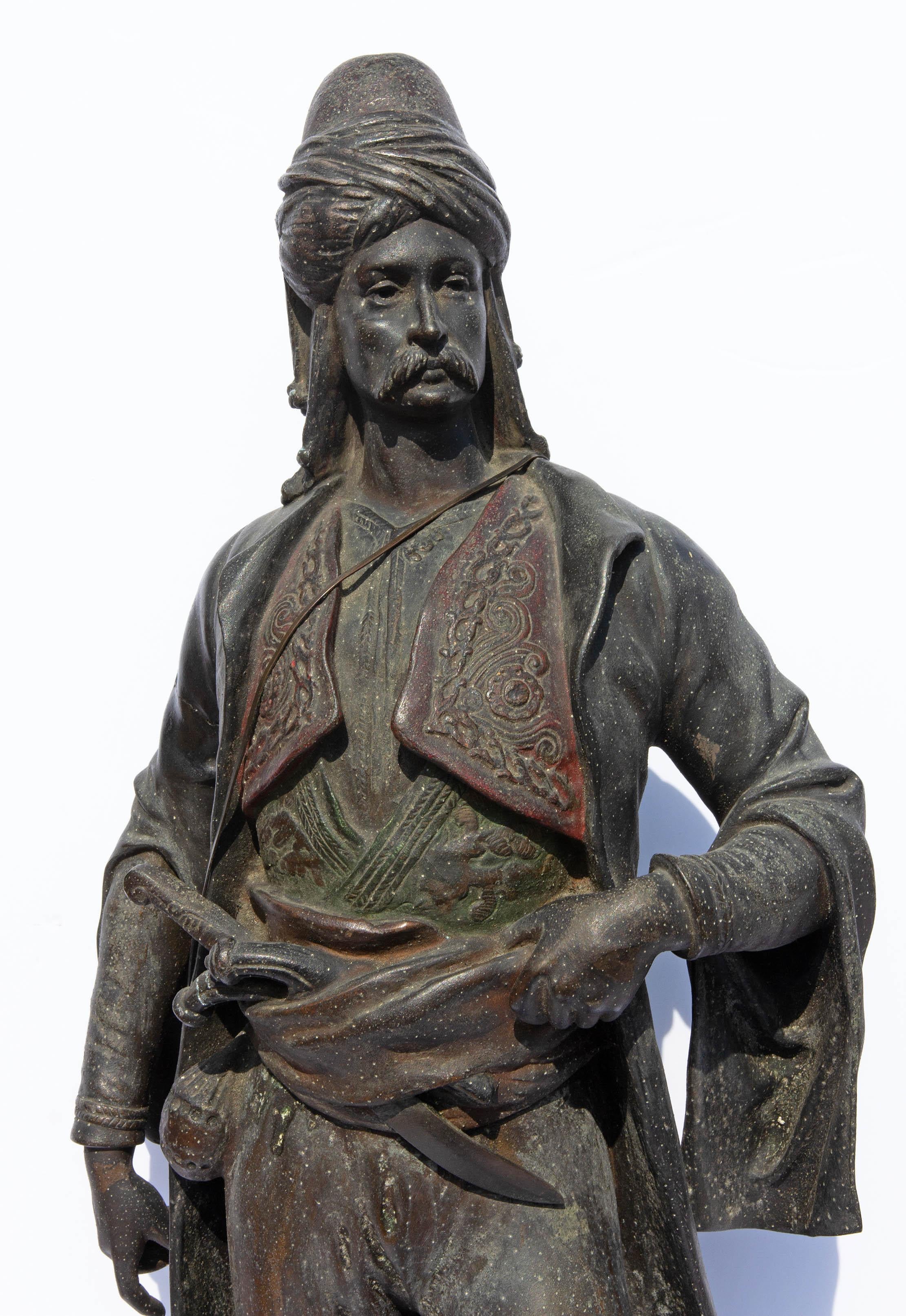 Antique Cast Iron Orientalist Arab Warrior Sculpture at 1stDibs | iron ...