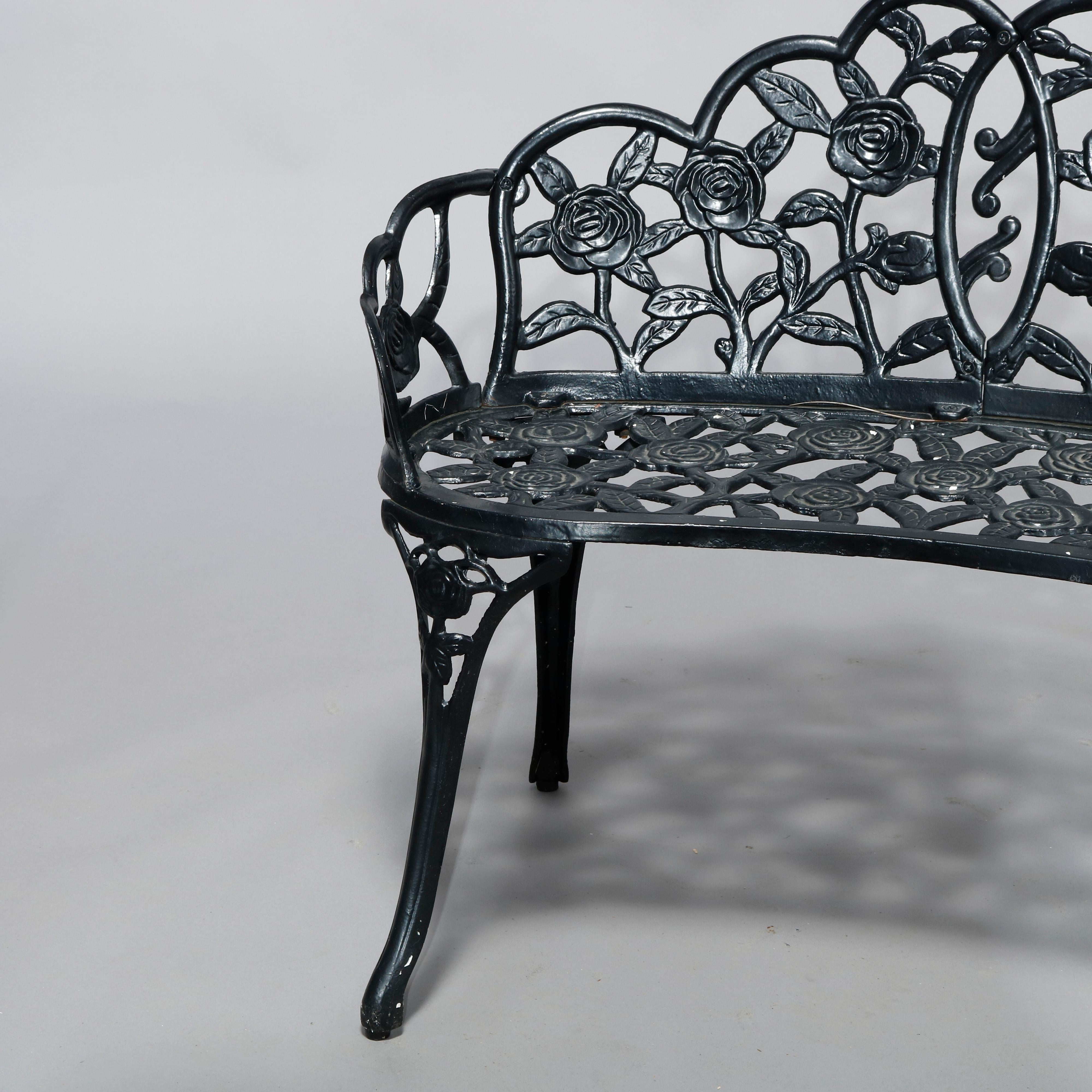 Antique Cast Iron Rose Floral Form Garden Bench, 20th Century at 1stDibs