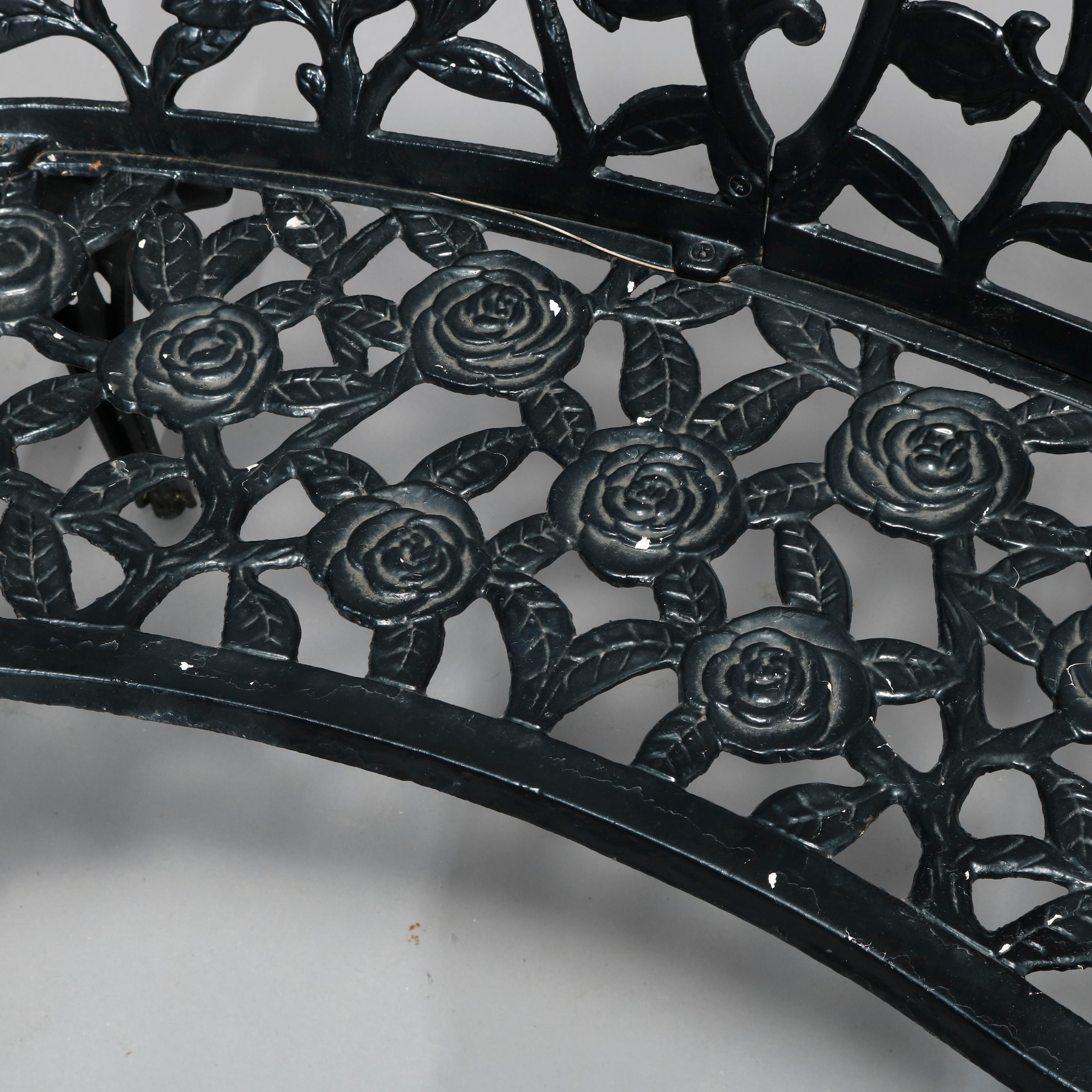 Antique Cast Iron Rose Floral Form Garden Bench, 20th Century at 1stDibs