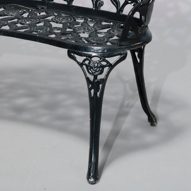 Antique Cast Iron Rose Floral Form Garden Bench, 20th Century at 1stDibs