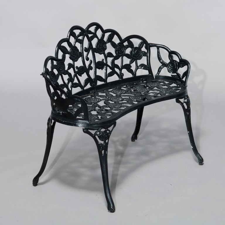 Antique Cast Iron Rose Floral Form Garden Bench, 20th Century at 1stDibs