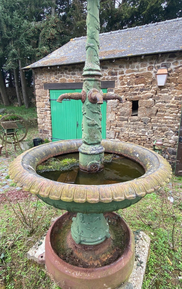 Antique Cast Iron Town Fountain with Oak Leaf Decoration For Sale at ...