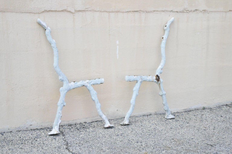 Antique Cast Iron Victorian Faux Bois Branch White Twig Garden Bench ...