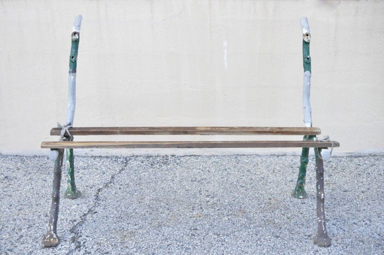 Antique Cast Iron Victorian Faux Bois Branch White Twig Garden Bench ...