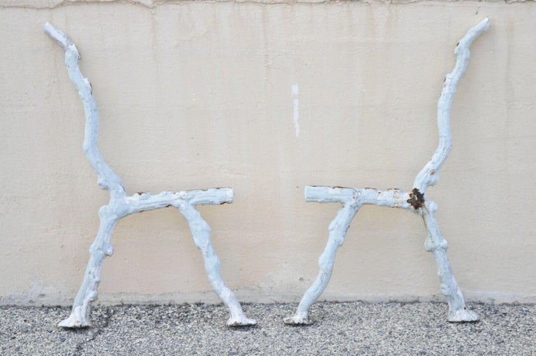 Antique Cast Iron Victorian Faux Bois Branch White Twig Garden Bench ...