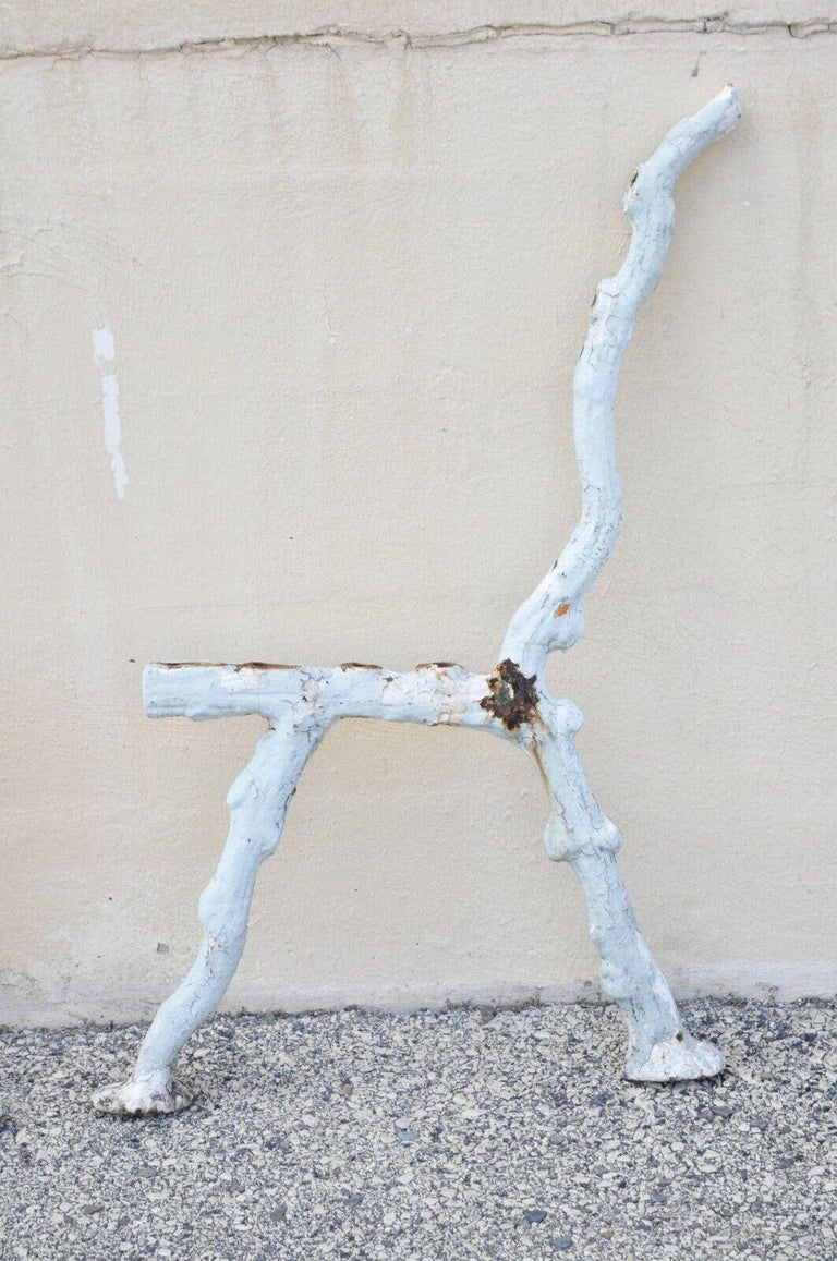 Antique Cast Iron Victorian Faux Bois Branch White Twig Garden Bench ...