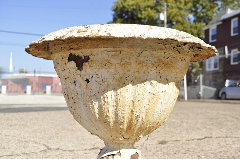 Antique Cast Iron Victorian White Painted Garden Urn Planter Pot For ...