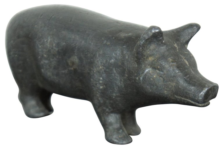 Antique Cast Lead Pig Figurine Paperweight Barnyard Farm Animal Piglet ...