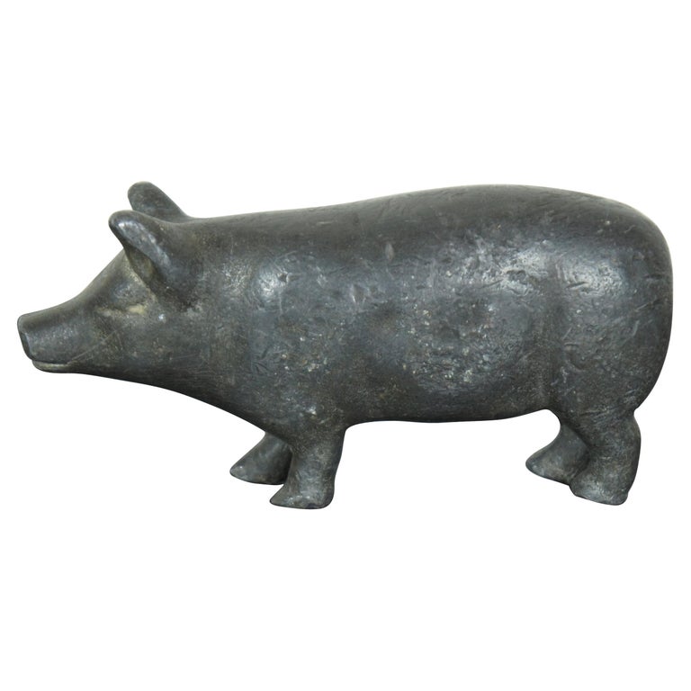 Antique Cast Lead Pig Figurine Paperweight Barnyard Farm Animal Piglet ...
