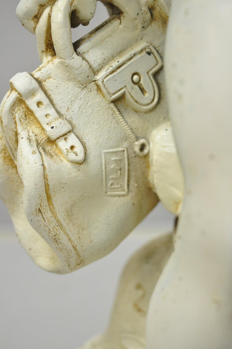 Antique Cast Spelter Metal French Cupid Angel Statue Sculpture Signed ...