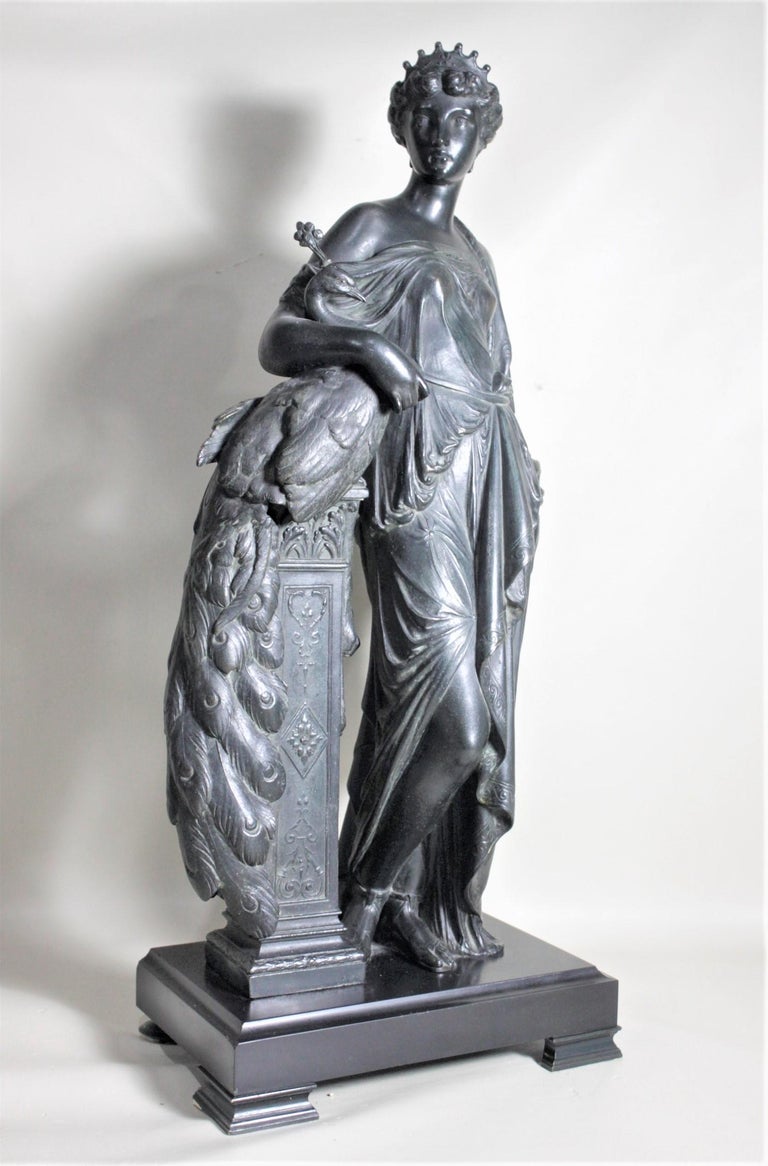 Antique Cast Spelter Neoclassical Woman with a Peacock Sculpture on ...