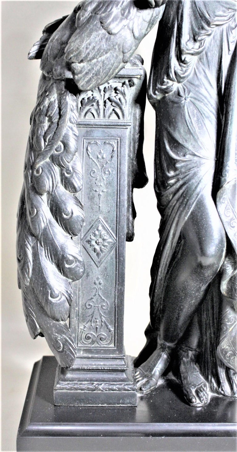 Antique Cast Spelter Neoclassical Woman with a Peacock Sculpture on ...