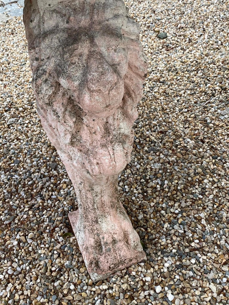 Antique Cast Stone Table with 3 Lion Figured Legs For Sale at 1stDibs