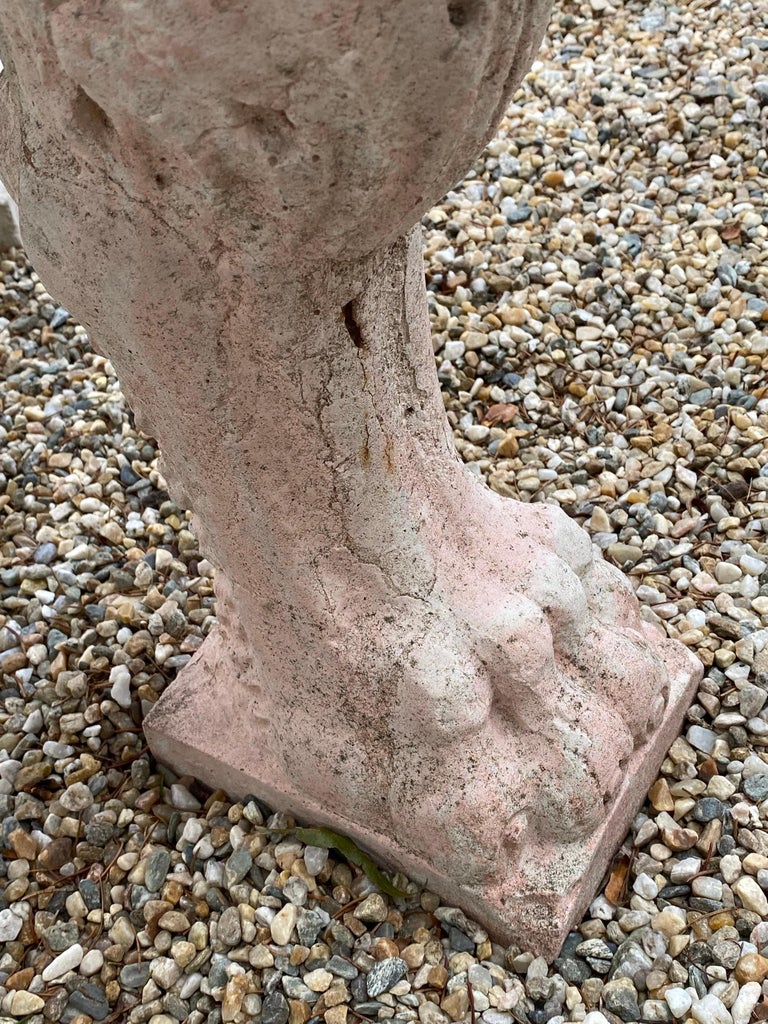 Antique Cast Stone Table with 3 Lion Figured Legs For Sale at 1stDibs