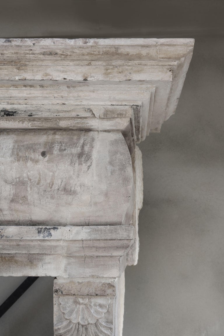 Antique Castle Fireplace of French Limestone, 18th Century, Louis XIII ...