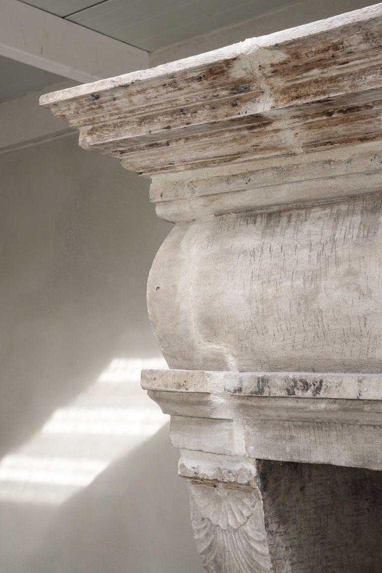 Antique Castle Fireplace of French Limestone, 18th Century, Louis XIII ...