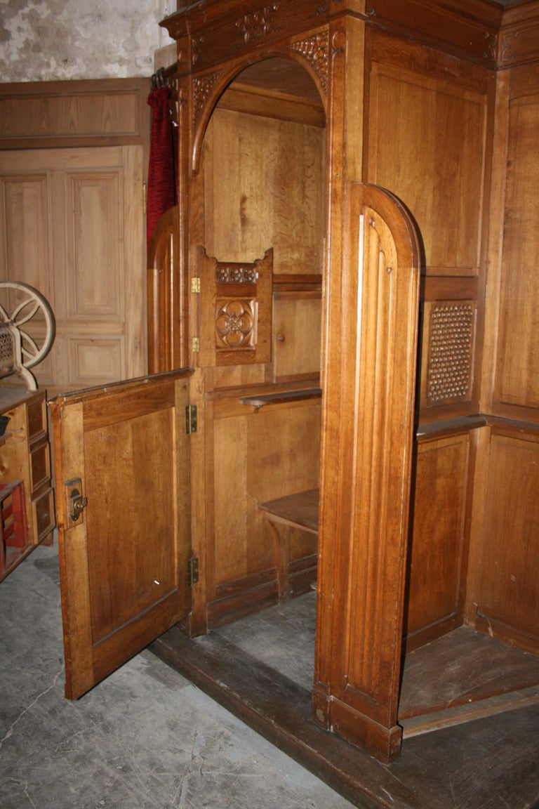 Antique Catholic Confessional from Liège, Solid Oak, Late 19th Century ...