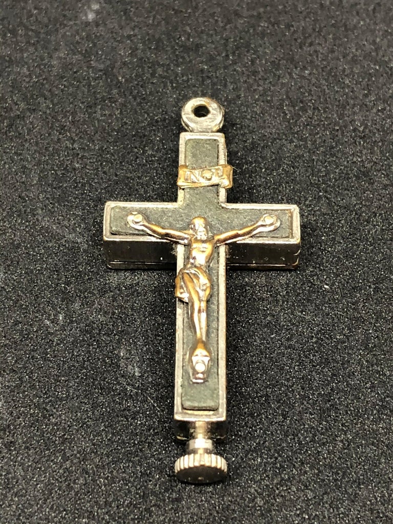 Vintage Catholic Reliquary Box Crucifix Pendant Relics of Agnus Dei and ...