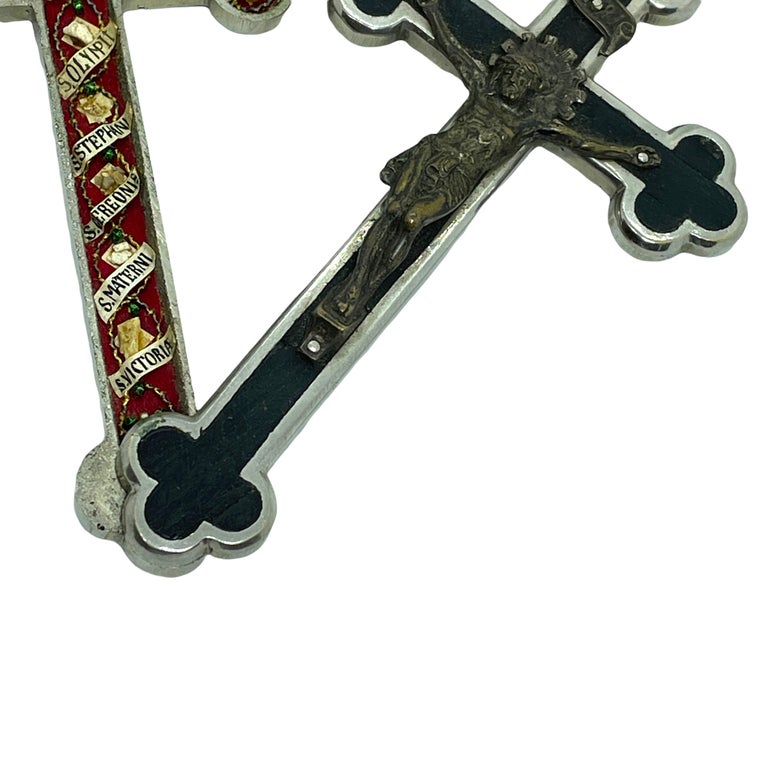 Antique Catholic Reliquary Box Crucifix Pendant with 12 Relics of ...