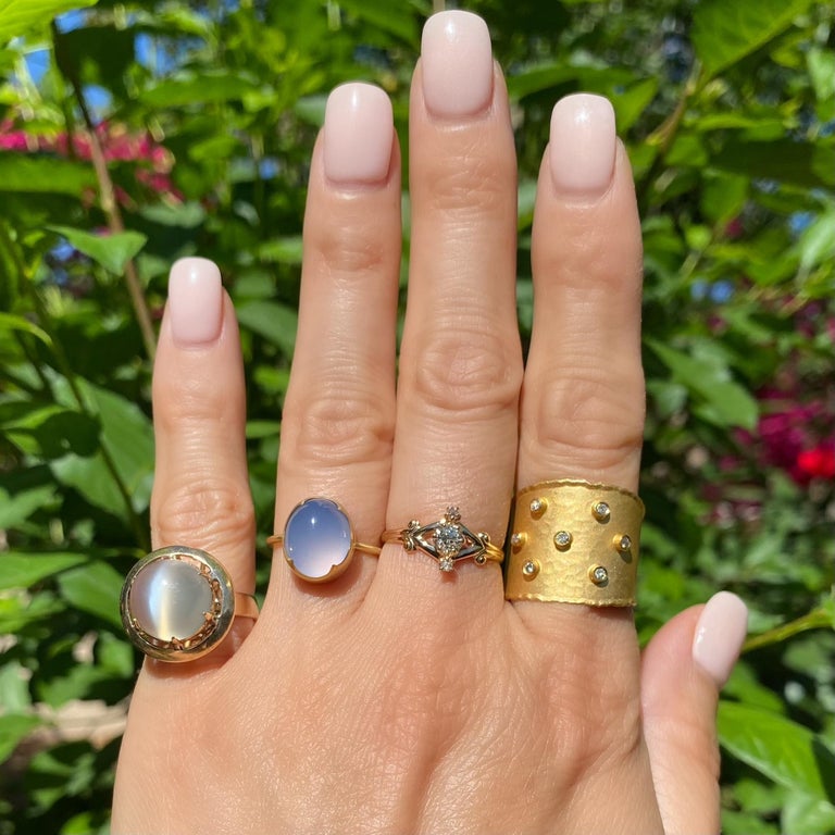 Antique Cat's Eye Moonstone 9K Gold Ring Estate Fine Jewelry For Sale ...