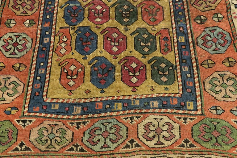 Antique Caucasian Dagestan Square Rug with Modern Rustic Arts and ...