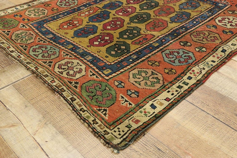 Antique Caucasian Dagestan Square Rug with Modern Rustic Arts and ...