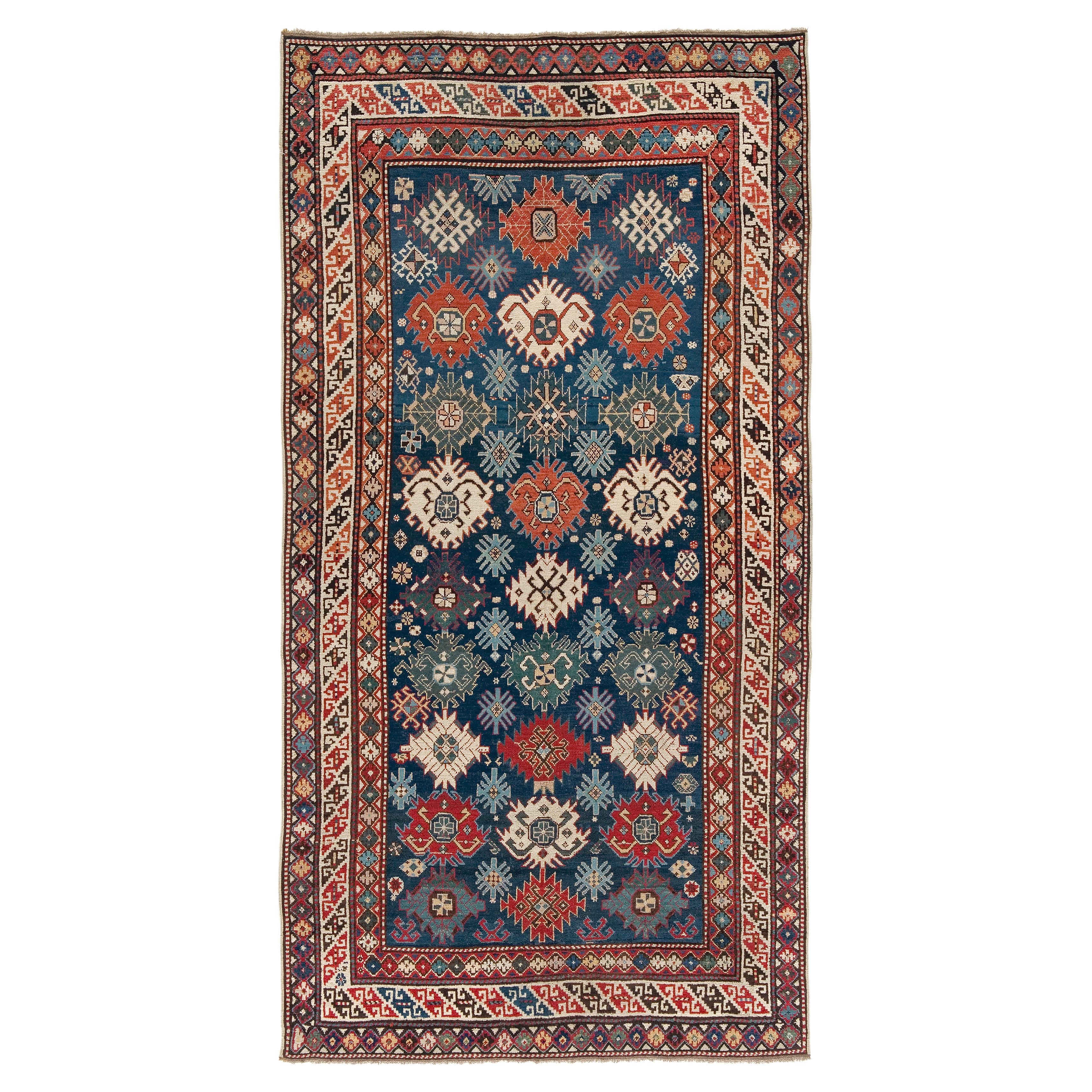 Late 19th Century Blue Caucasian Derbend Carpet For Sale at 1stDibs